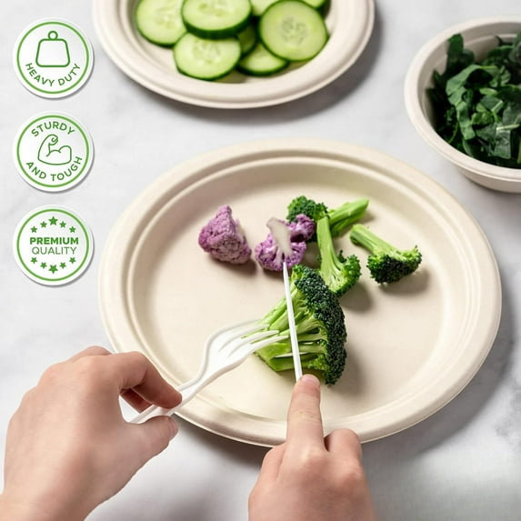 9 in Compostable Paper Plates, 150-Pack Eco-Friendly Disposable Plates ...