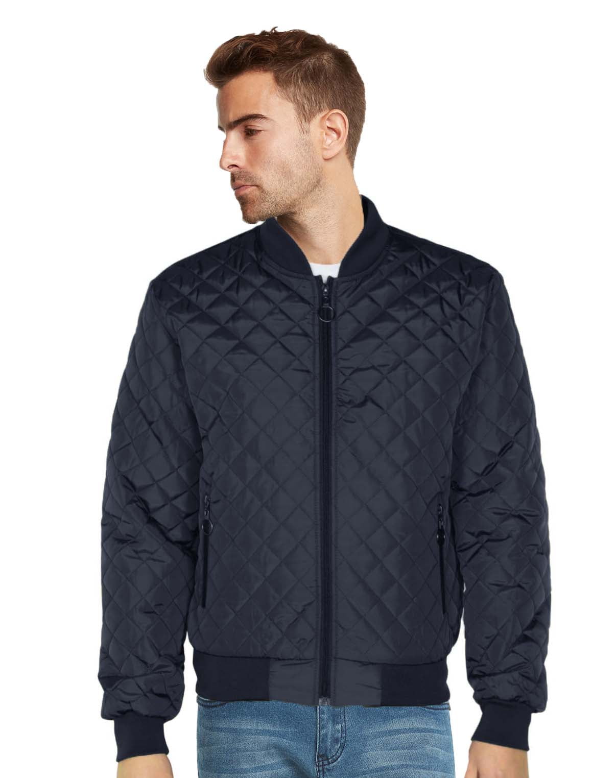 9 Crowns Men's Quilted Bomber Jacket (Navy, Small) - Walmart.com