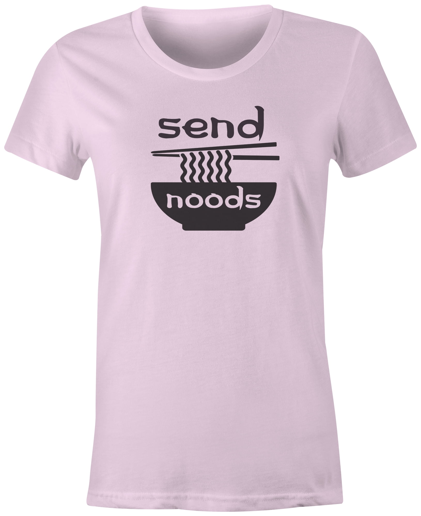 9 Crowns Tees Send Noods Funny Meme T-Shirt (Juniors Pink, Large ...