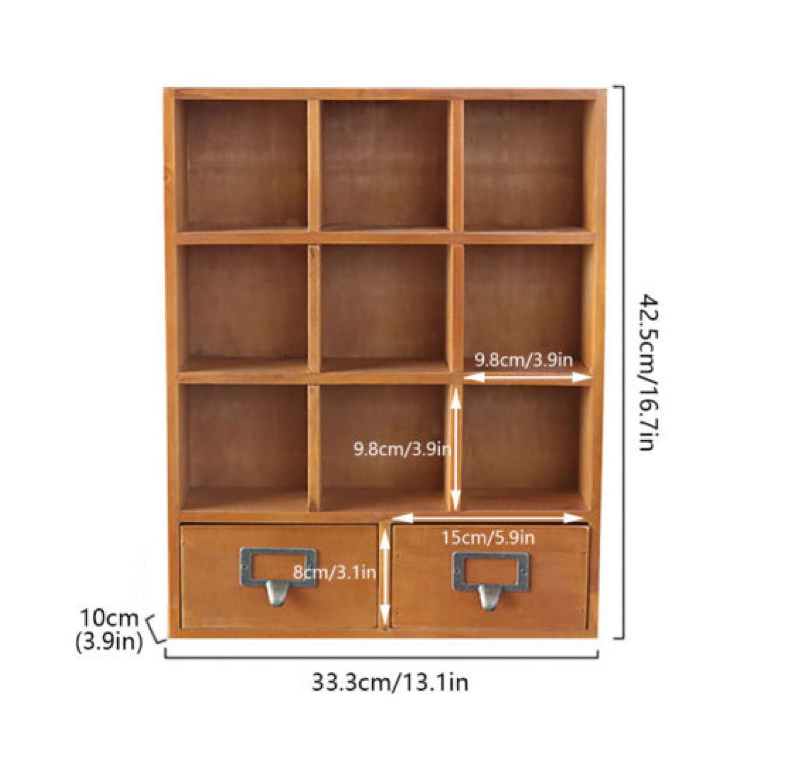 9-Cube 2 Drawers Pine Storage Organizer Display Cubby- Shelf Brown ...