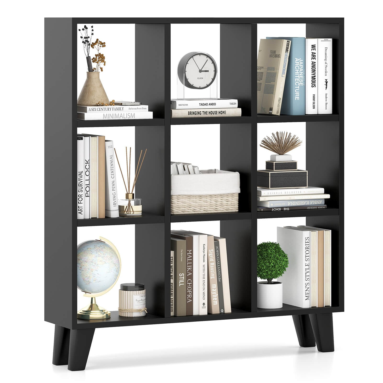 9-Cube Bookcase w/ 6 Removable Shelves Raised Support Feet for Living ...