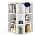 9 Cube Corner Bookshelf with Charging Station, 90 Degree Corner Cabinet ...