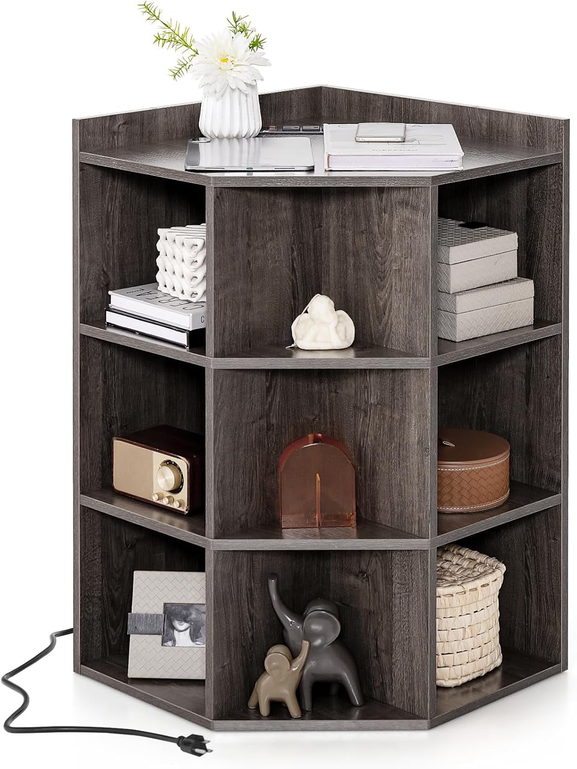 9 Cube Corner Cabinet, 3-Tier Wooden Cube Storage Organizer Bookshelf ...