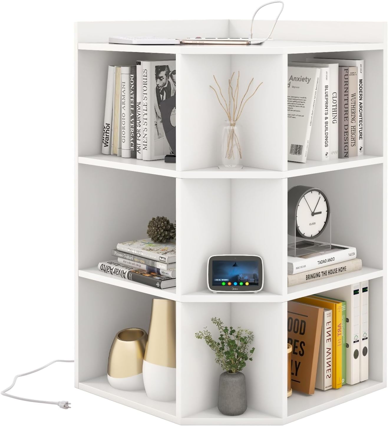 9 Cube Corner Cabinet, 3-Tier Wooden Cube Storage Organizer Bookshelf ...