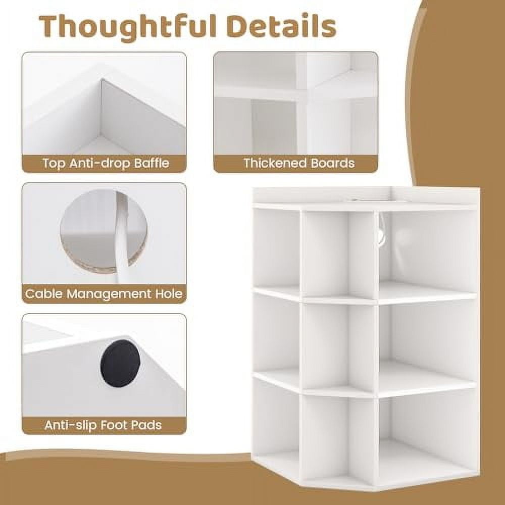 9 Cube Corner Cabinet, 3-Tier Wooden Cube Storage Organizer Bookshelf ...