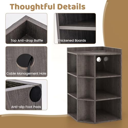 9 Cube Corner Cabinet, 3-Tier Wooden Cube Storage Organizer Bookshelf ...