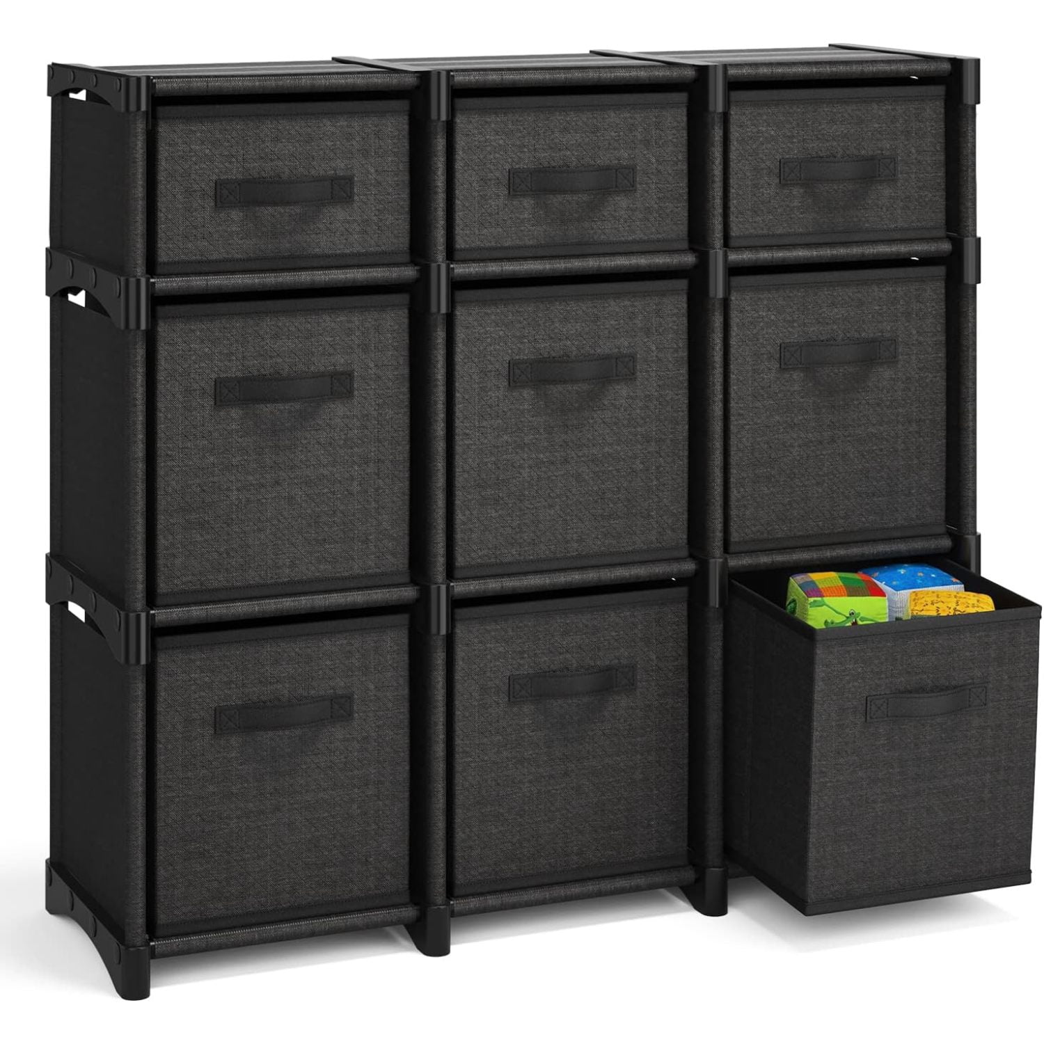9 Cube Storage Organizer - Black Cube Organizer Shelf, DIY Storage ...