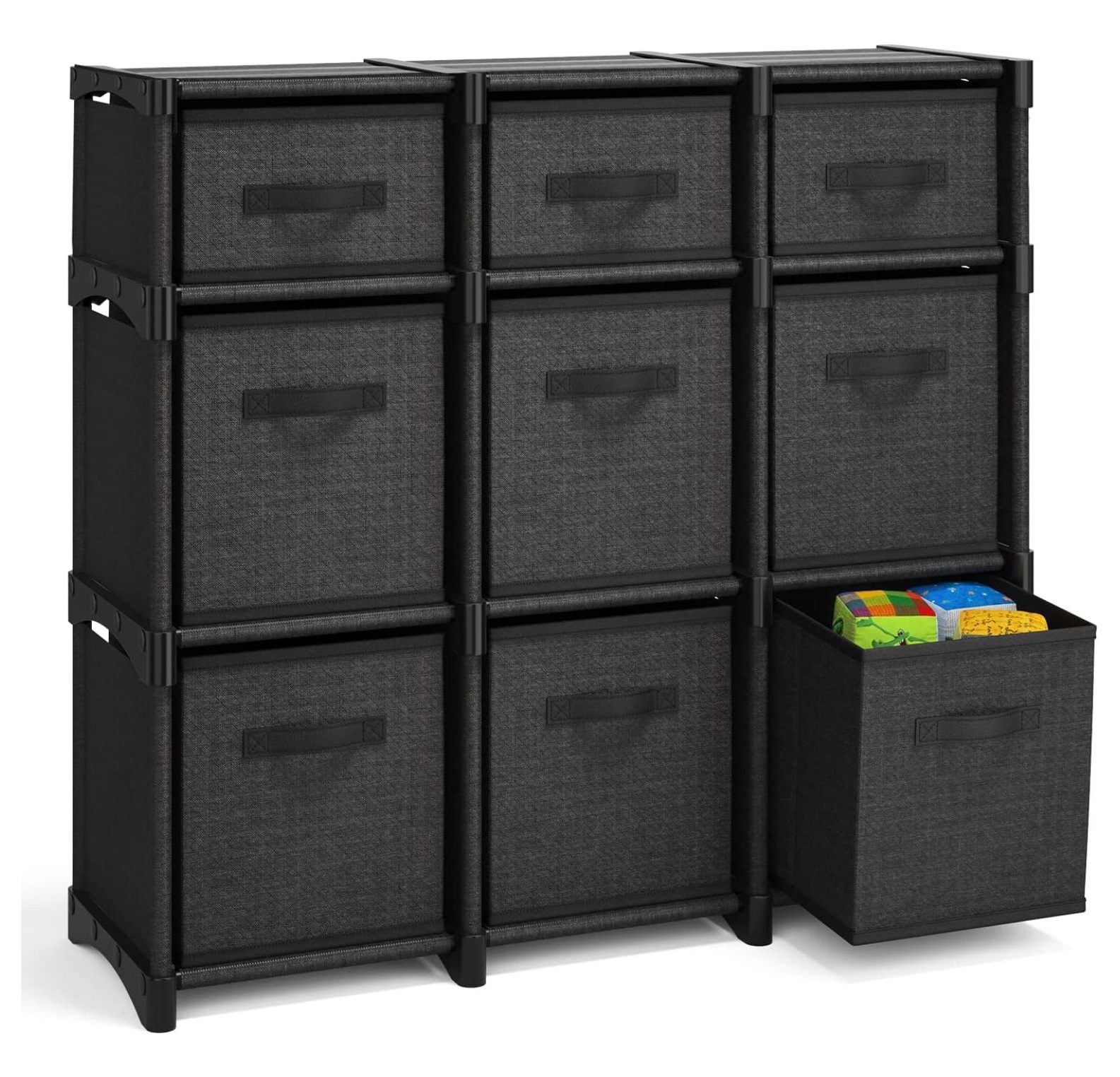 9 Cube Storage Organizer - Black Cube Organizer Shelf, DIY Storage ...