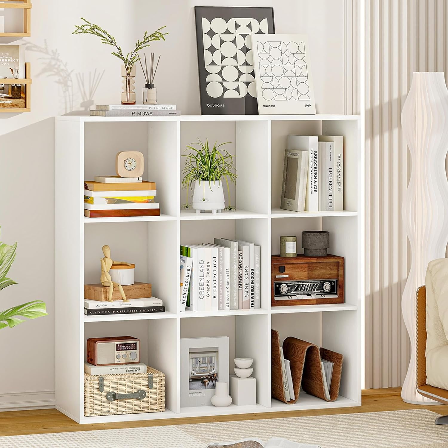 9 Cube Storage Organizer, Floor Standing Bookcase with Open ...