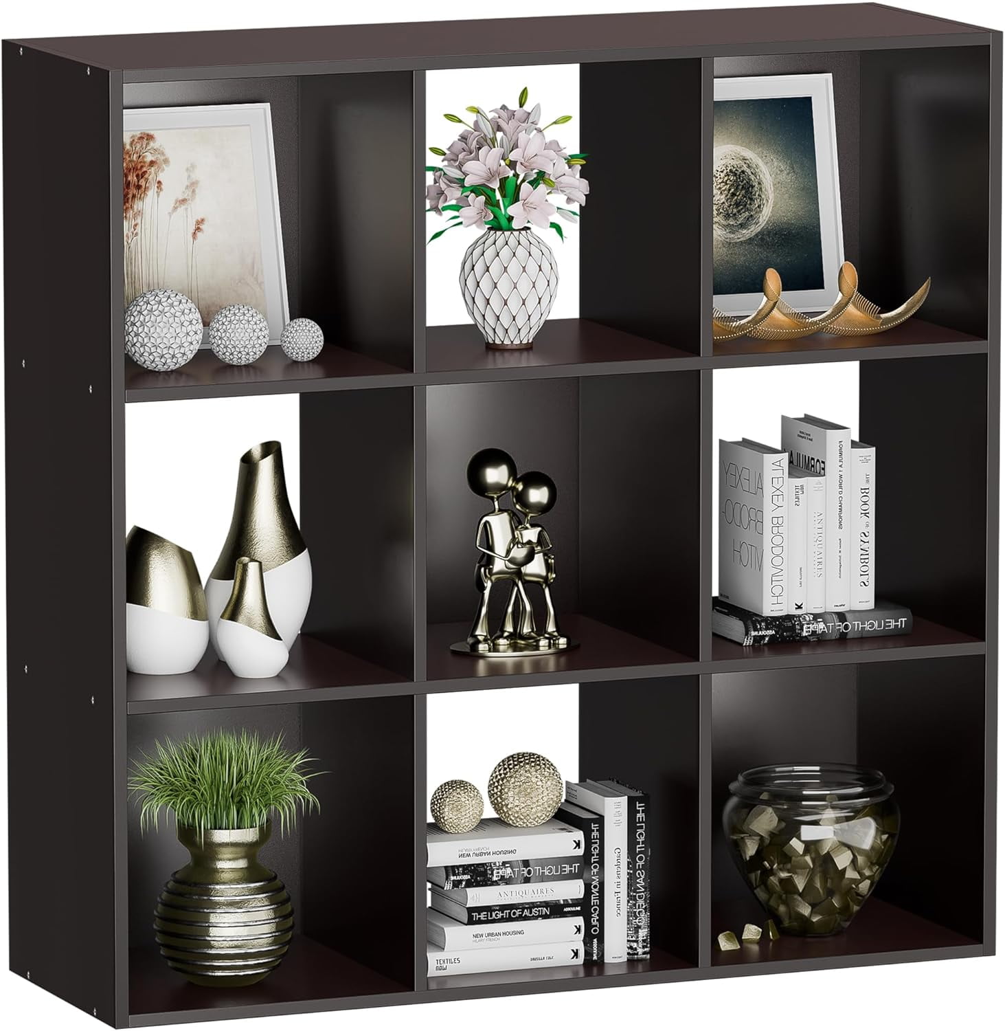 9 Cube Storage Organizer Shelf with 5 Removable Back Panels Wood ...