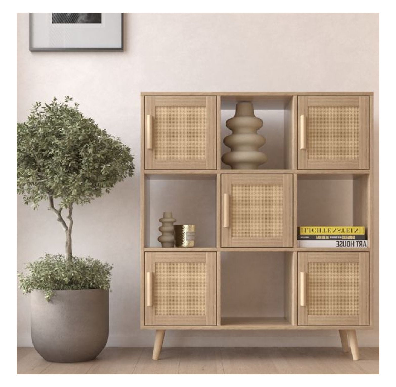 9-Cube Storage Organizer, Storage Cabinet with 4 Open Cubes and 5 ...