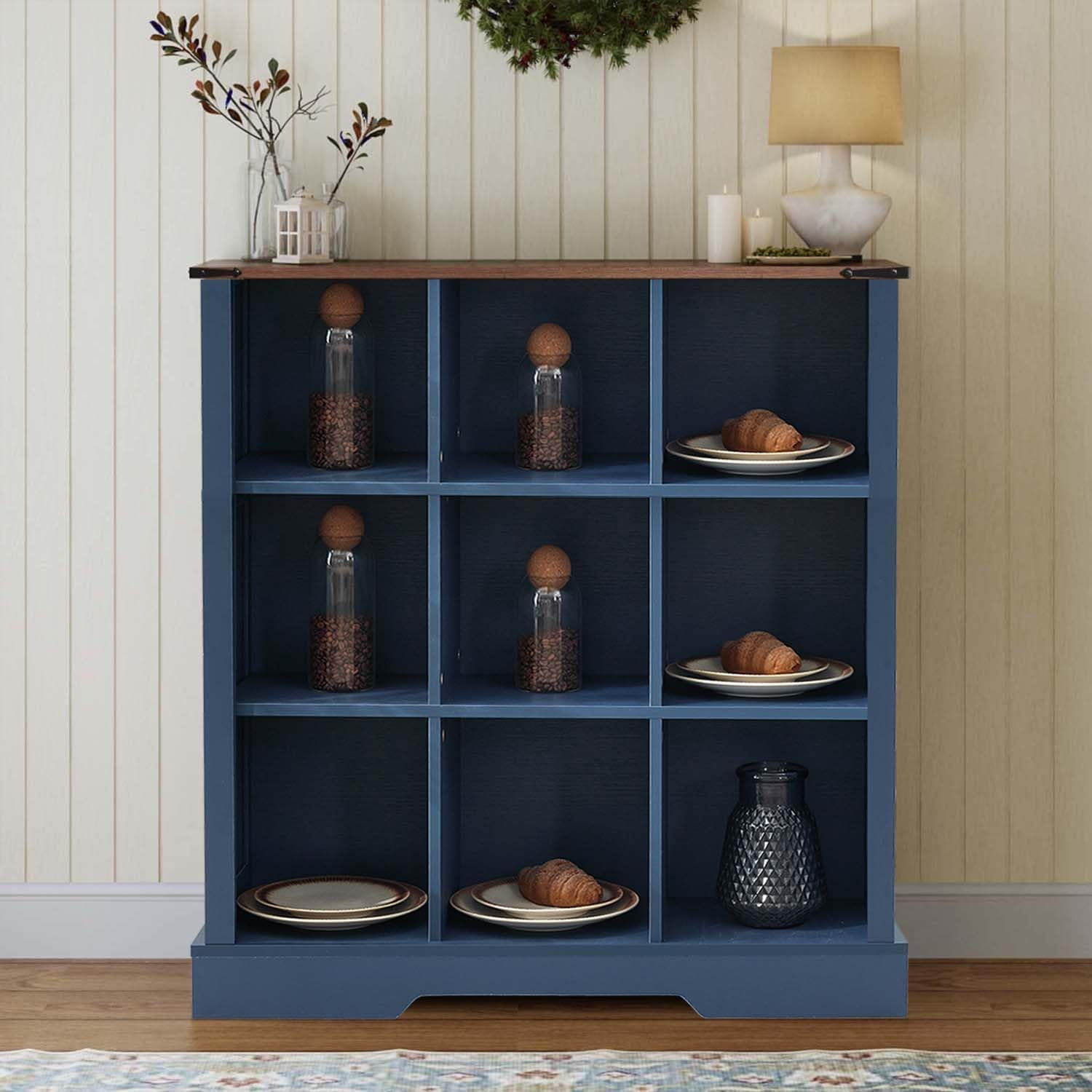 9 Cube Storage Organizer, Wood Cube Bookshelf with LED Lights ...