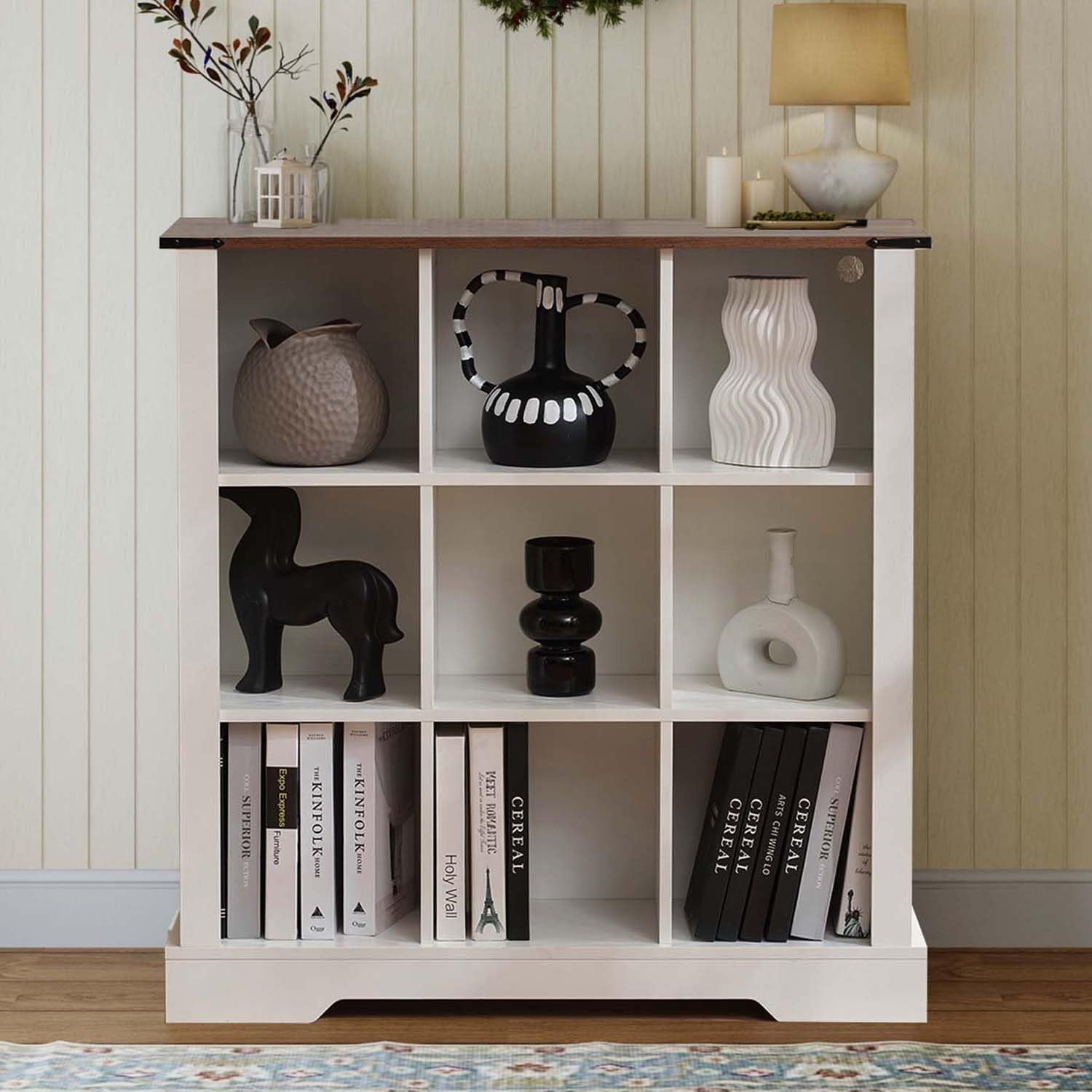 9 Cube Storage Organizer, Wood Cube Bookshelf with LED Lights ...