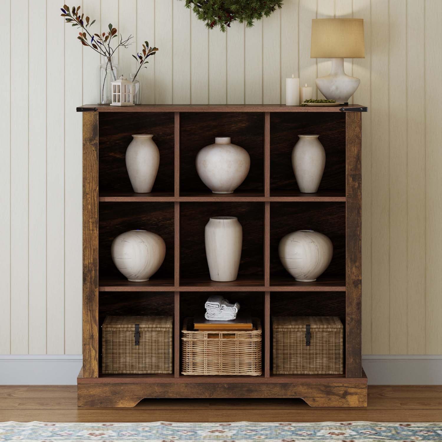 9 Cube Storage Organizer, Wood Cube Bookshelf with LED Lights ...