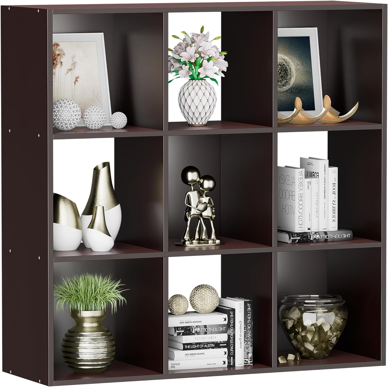 9 Cube Storage Organizer Wooden Display Storage Shelf W/5 Removable ...