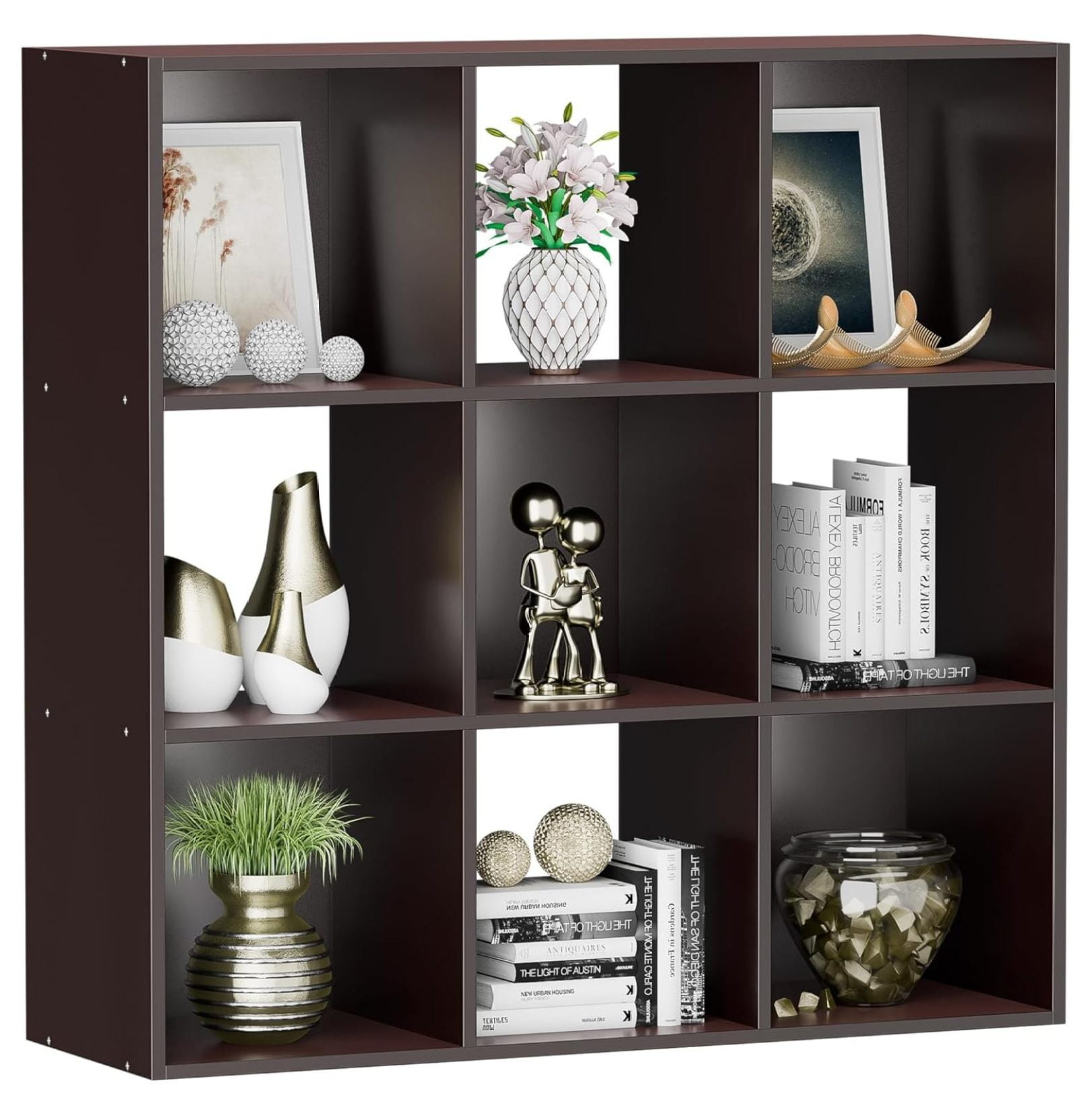 9 Cube Storage Organizer Wooden Display Storage Shelf W/5 Removable ...