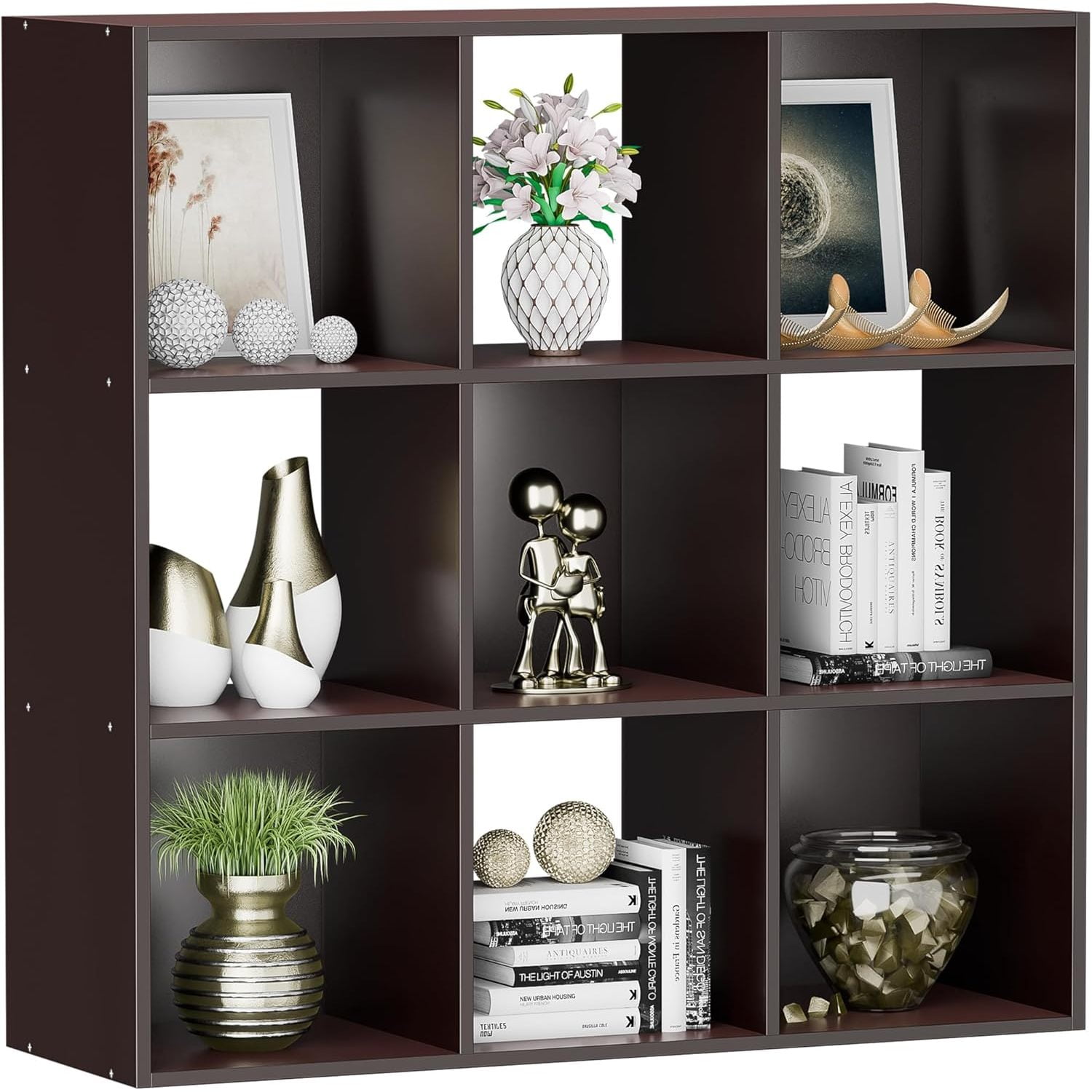 9 Cube Storage Organizer Wooden Display Storage Shelf W/5 Removable ...