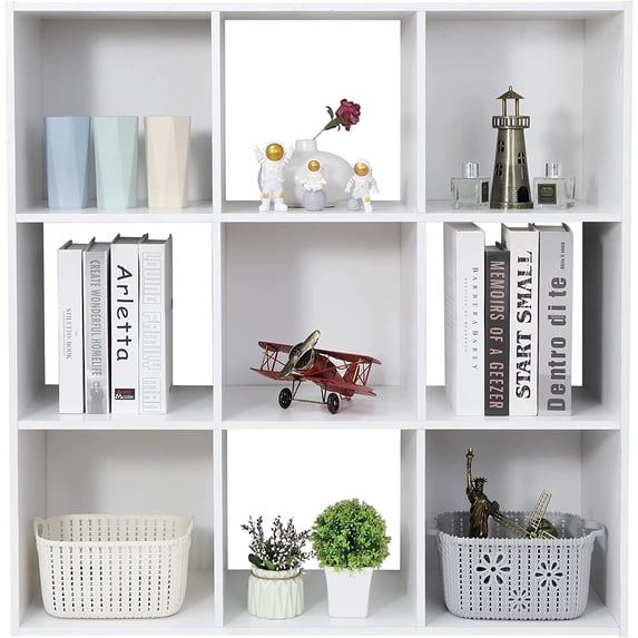 9 Cube Storage Shelf Organizer, Wooden Bookshelf System Display Cube ...