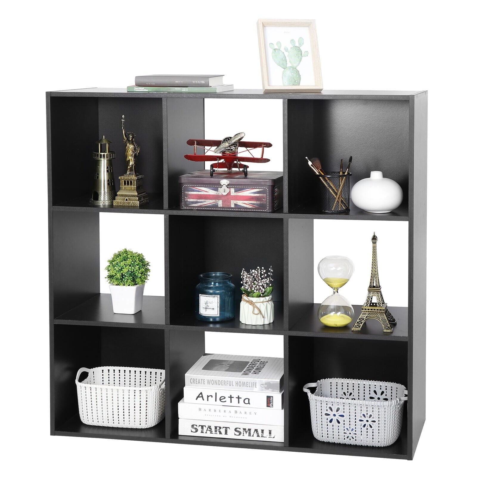 9-Cube Wood Shelf Storage Cabinet Cubical Cupboard Organizer Black ...