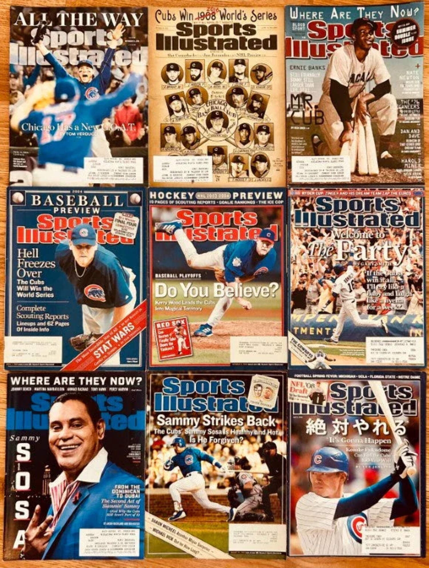 9 Cubs Sports Illustrated magazines 2016 WS Champs Ernie Banks Sammy ...