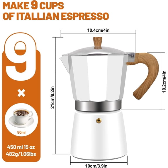 9 Cup Aluminum Espresso Stovetop Moka Pot Express Coffee Maker ...