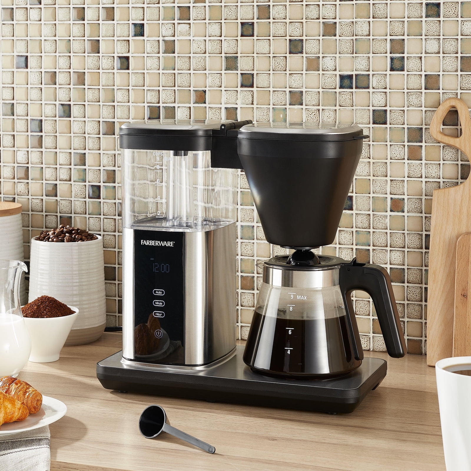 9 Cup High Temperature Drip Coffee Maker 1.35 Liter Capacity Black ...