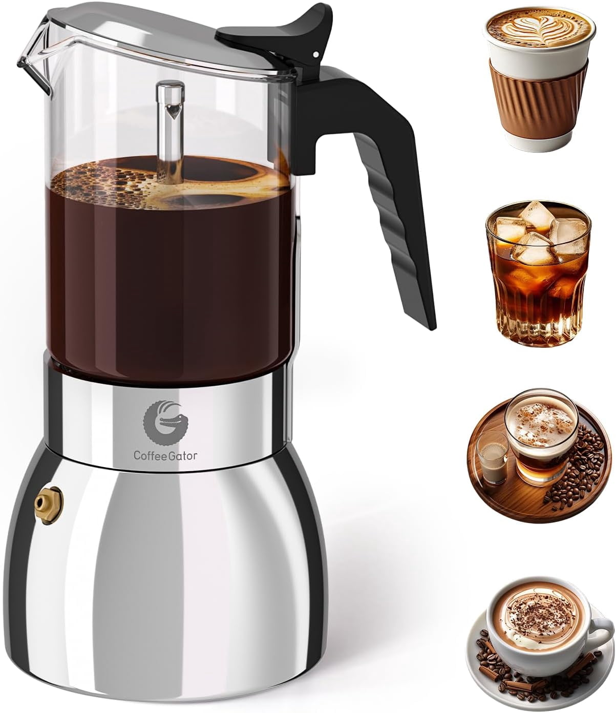 9 Cup Moka Pot, 15oz Stovetop Espresso Maker for Italian Coffee ...