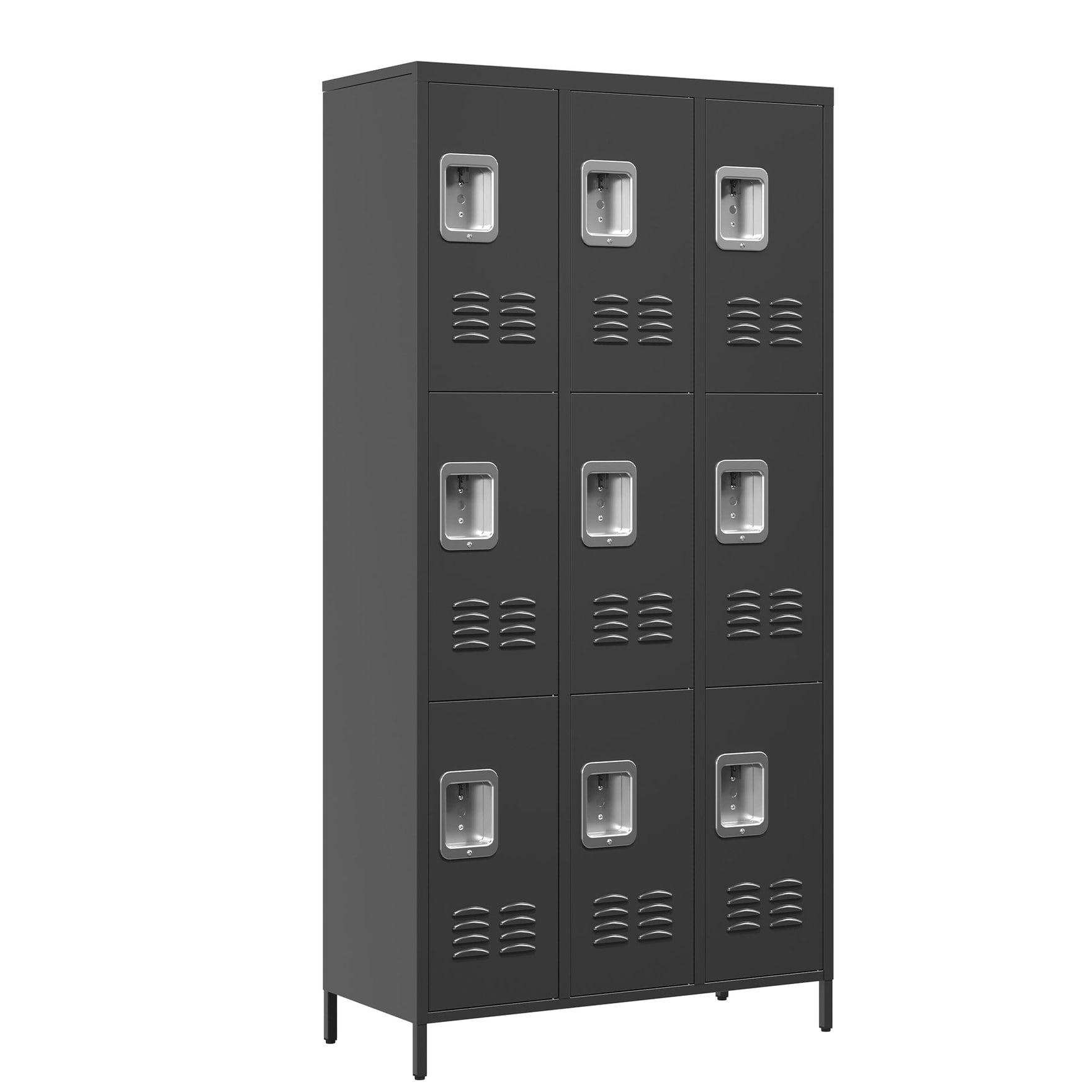 9-Door 72"H Black Metal Lockers with Multi-Purpose Design - Fit for Gym ...