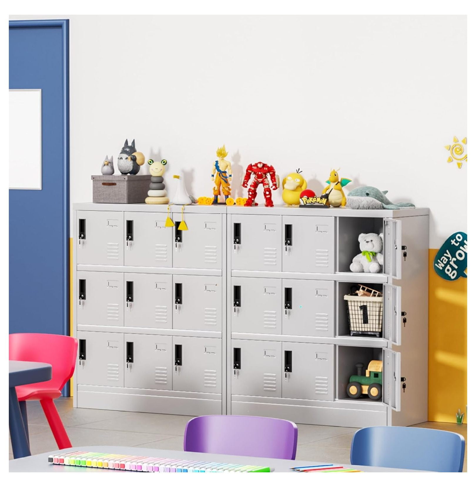 9 Doors Locker Storage Cabinet, Tall Lockers for Employees, Metal ...