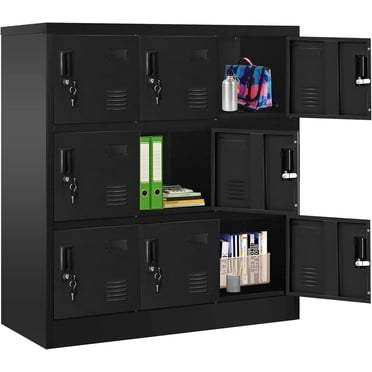 Tcbosik 66"H Metal Cabinet with Mirror and 3 Doors, Storage Locker with ...