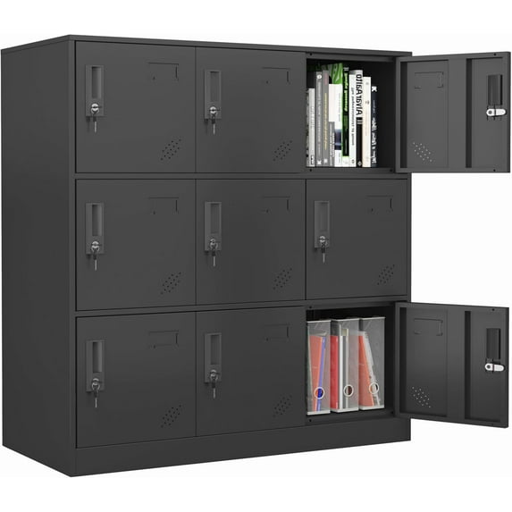 9 Doors Metal Lockers for Employees, Steel Storage Locker with Lock and ...