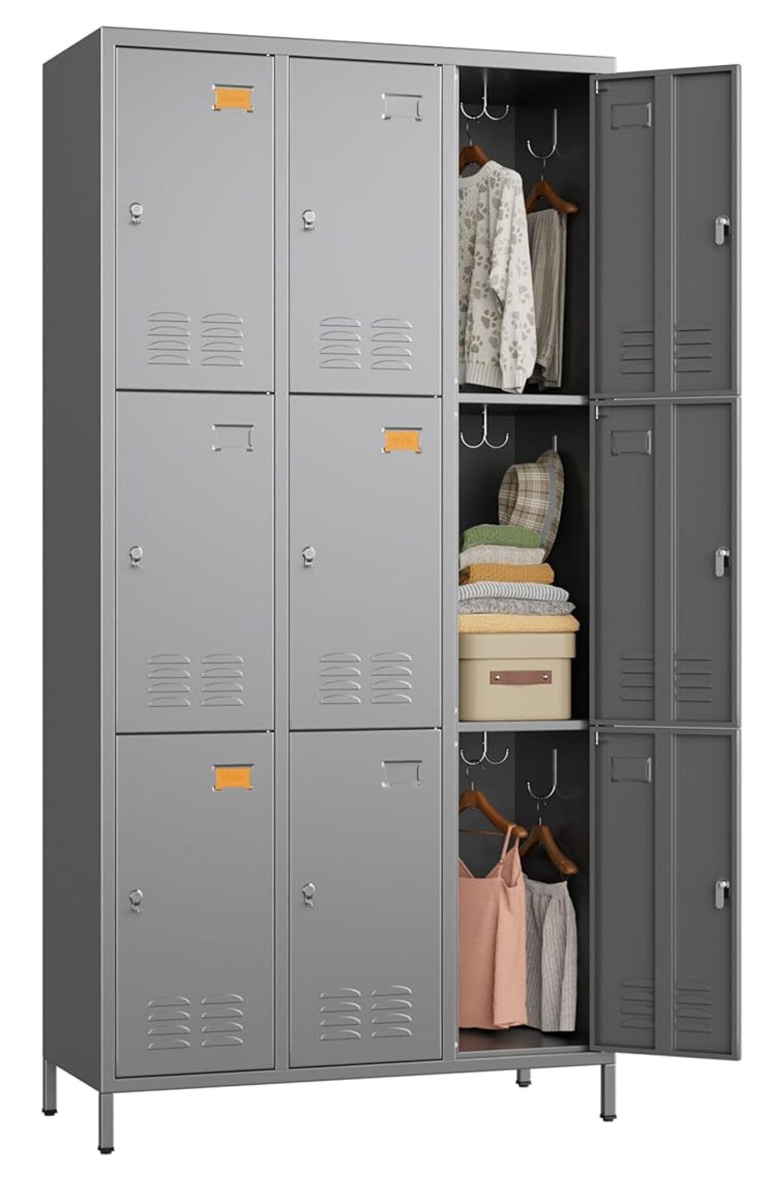 9 Doors Metal Storage Locker for Employees, Steel Locker with 18 for ...