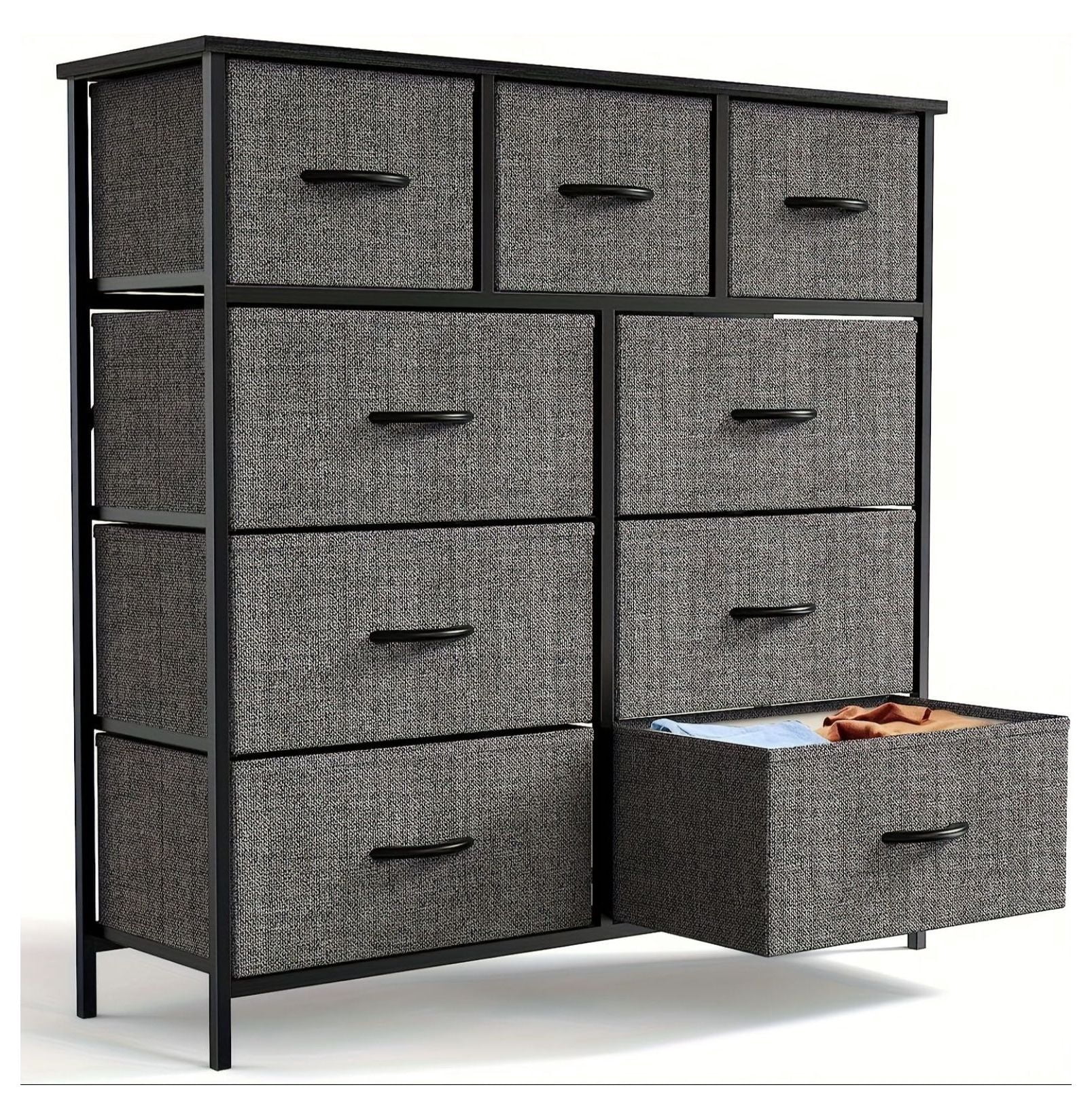 9-Drawer Bedroom Dressing Table, Tall Storage Cabinet—Fabric Storage ...