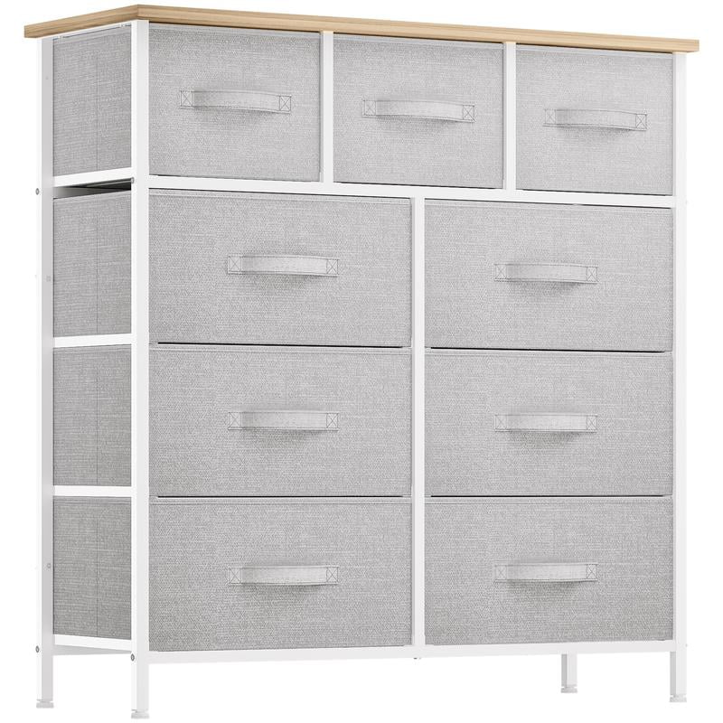 9 Drawer Dresser for Bedroom, Fabric Tall Dressers, Organizer Unit ...