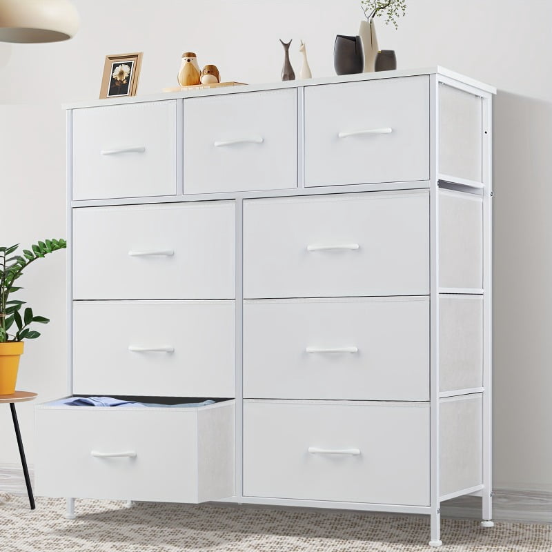 9-Drawer Dresser with Metal Frame & Wooden Tabletop - Freestanding ...