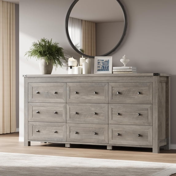 9-Drawer Dresser, Modern Wooden Storage Chest of Drawers, Dresser TV ...