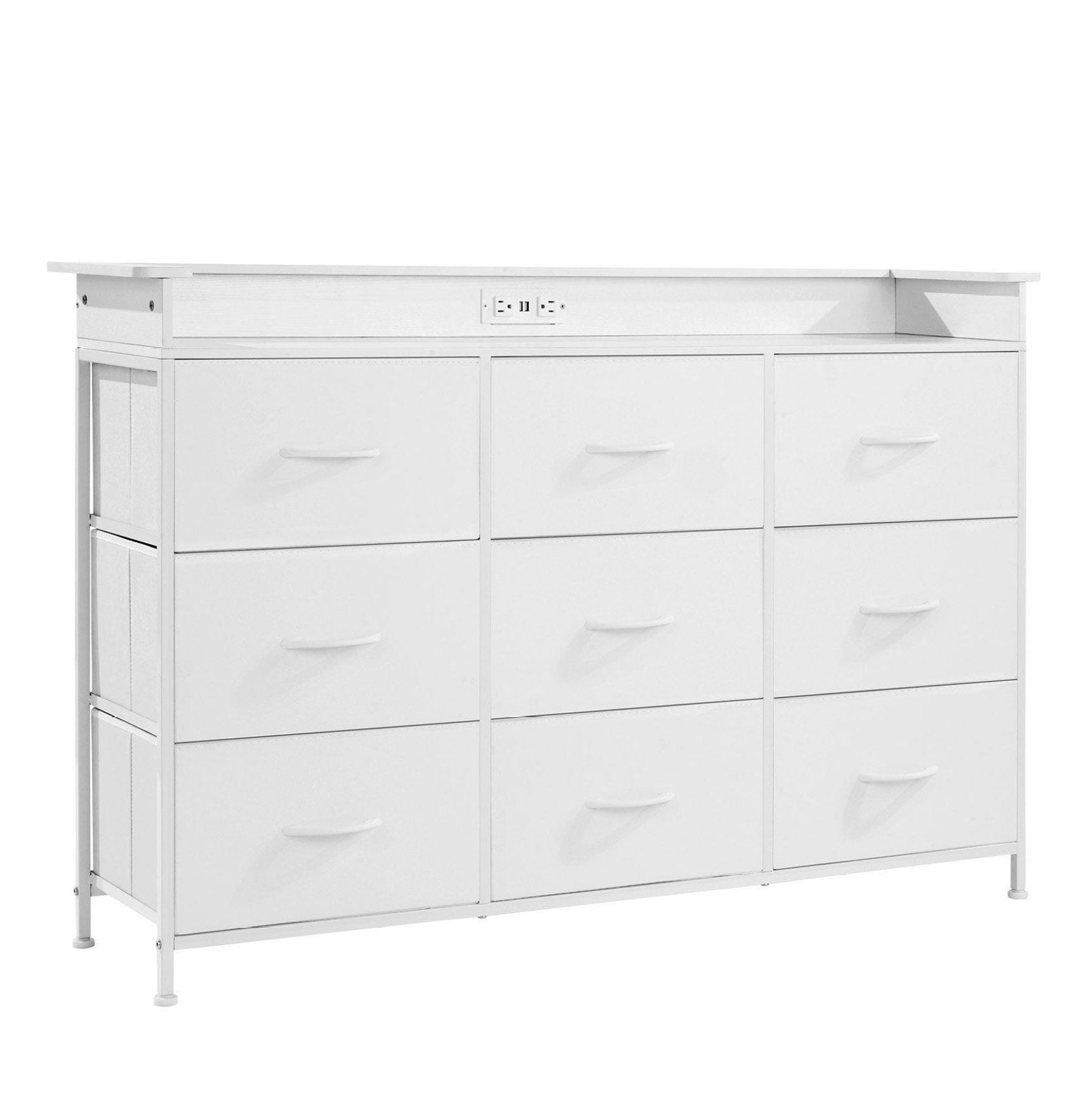 9 Drawer Dresser, Tall Fabric Dresser with LED Lights & Outlet, Closet ...
