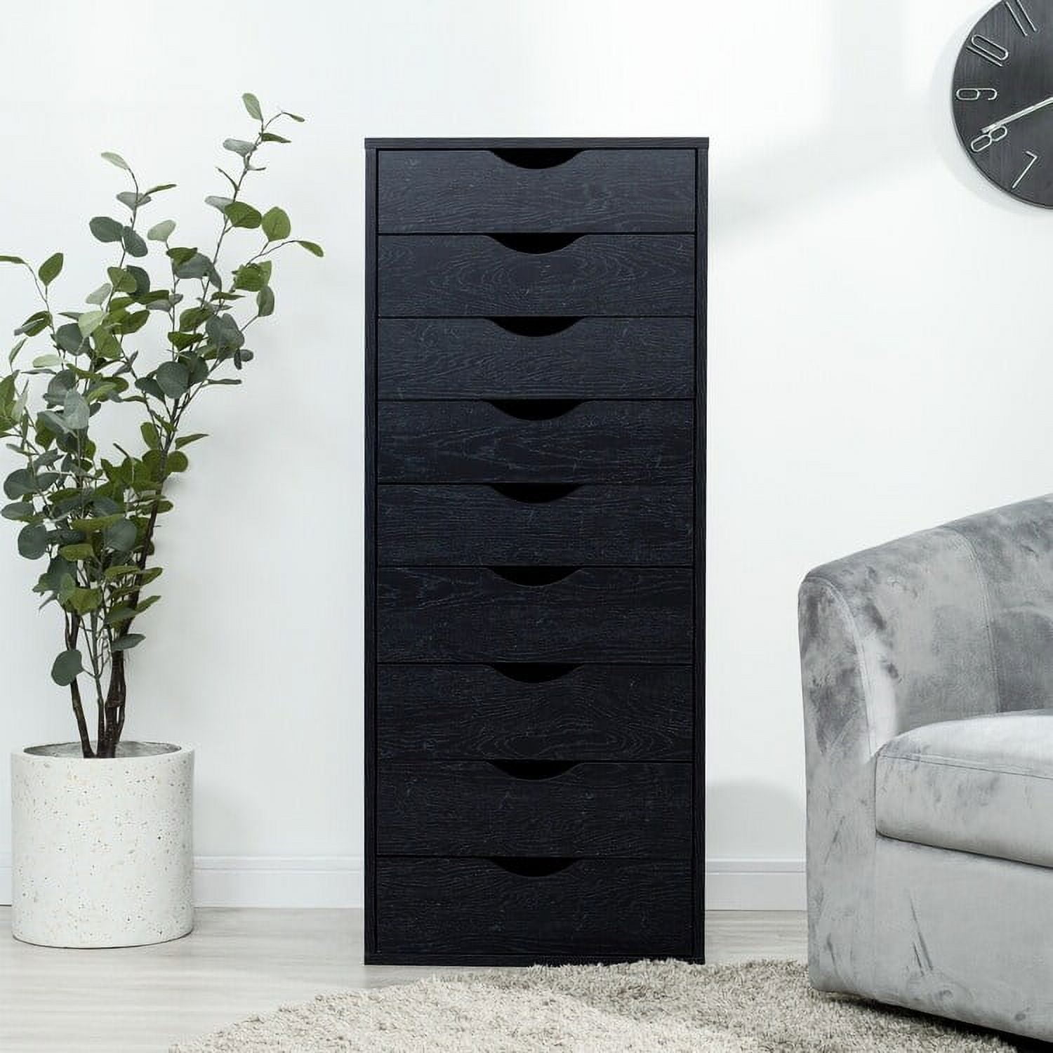 Wooden 9-Drawer Office Organizer with Wheels, Mobile Desk Filing ...