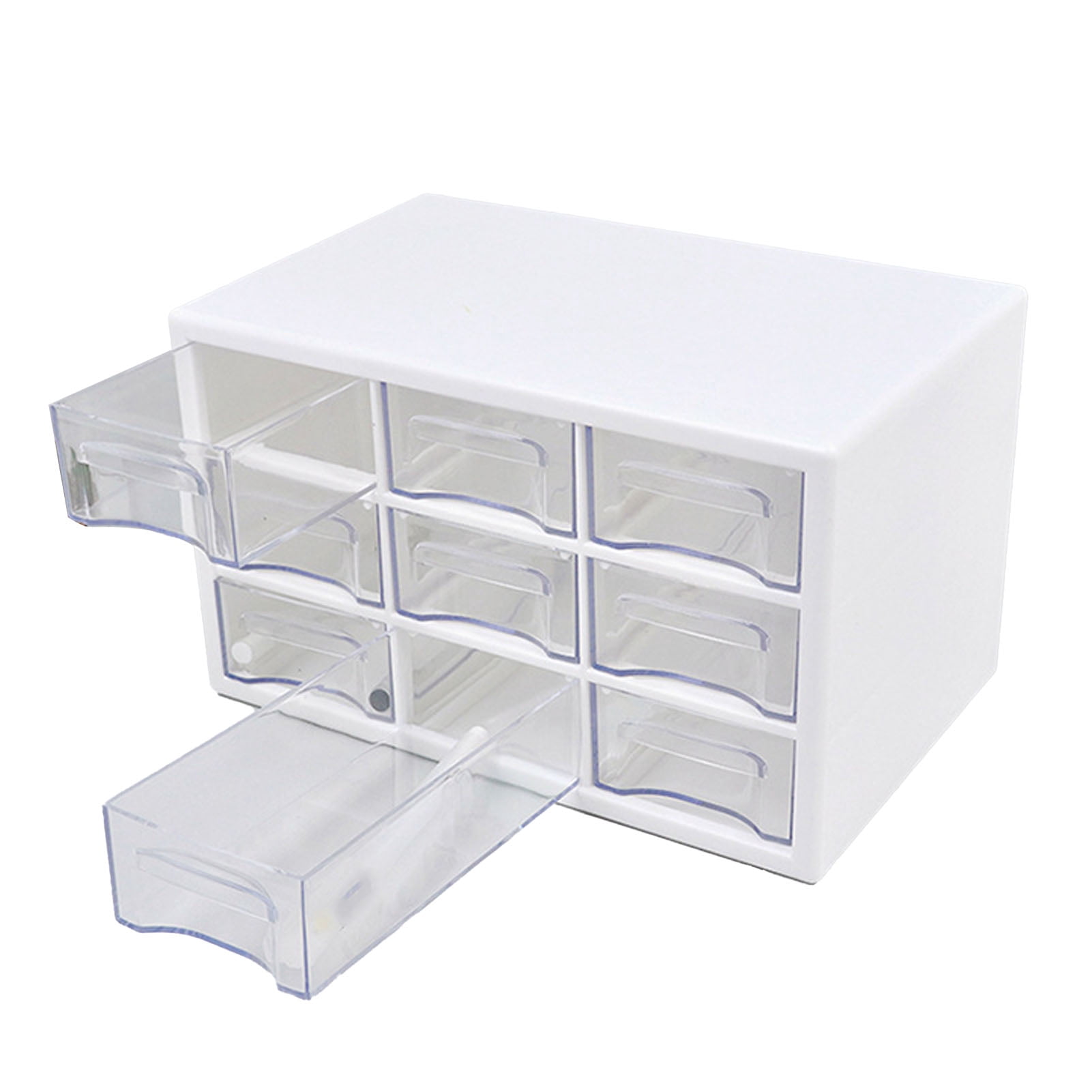 9-Drawer Plastic Desktop Storage Box with Dust Cover for Jewelry and ...