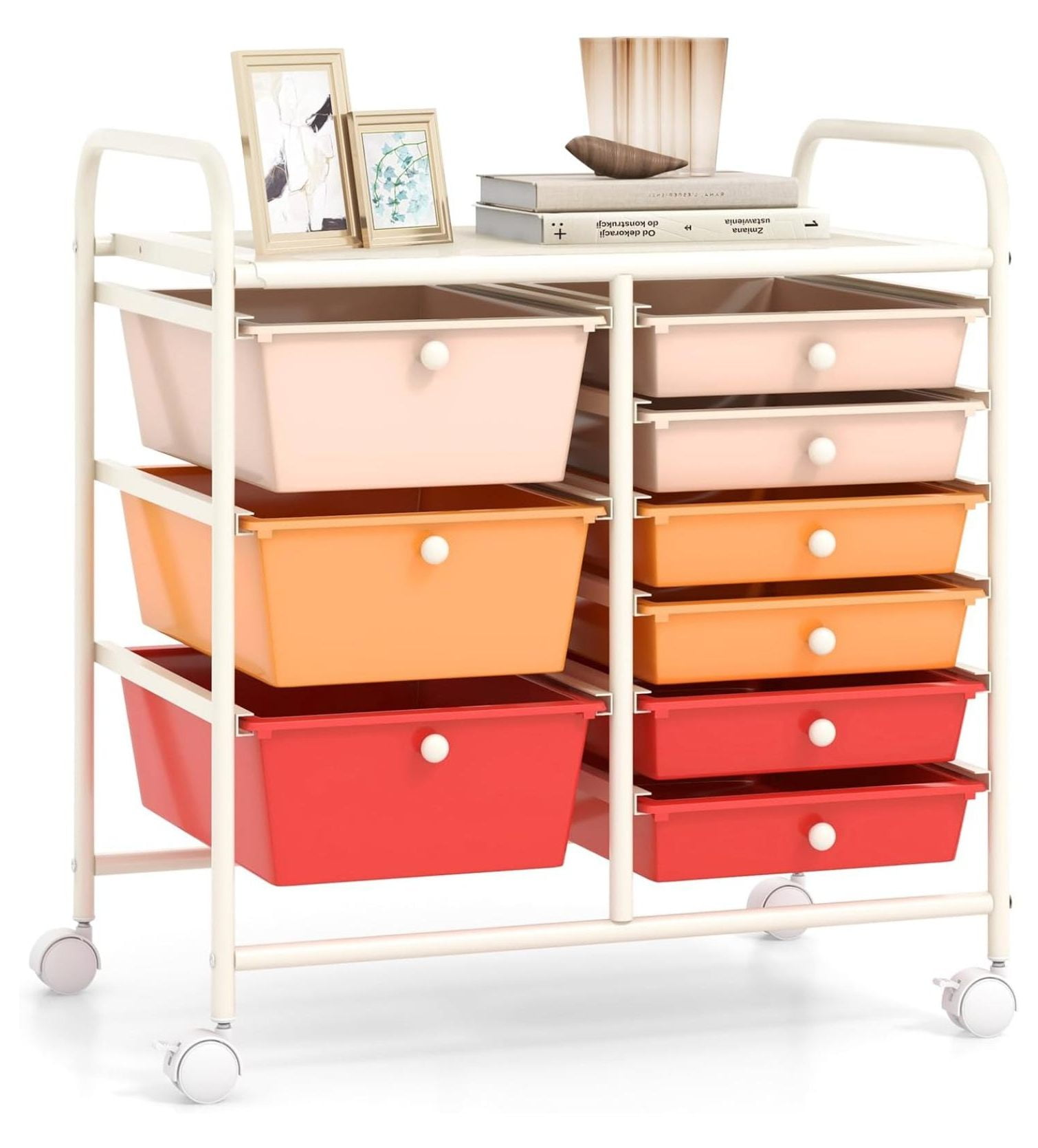 9 Drawer Rolling Storage Cart - Mobile Drawer Carts for Art Supply ...