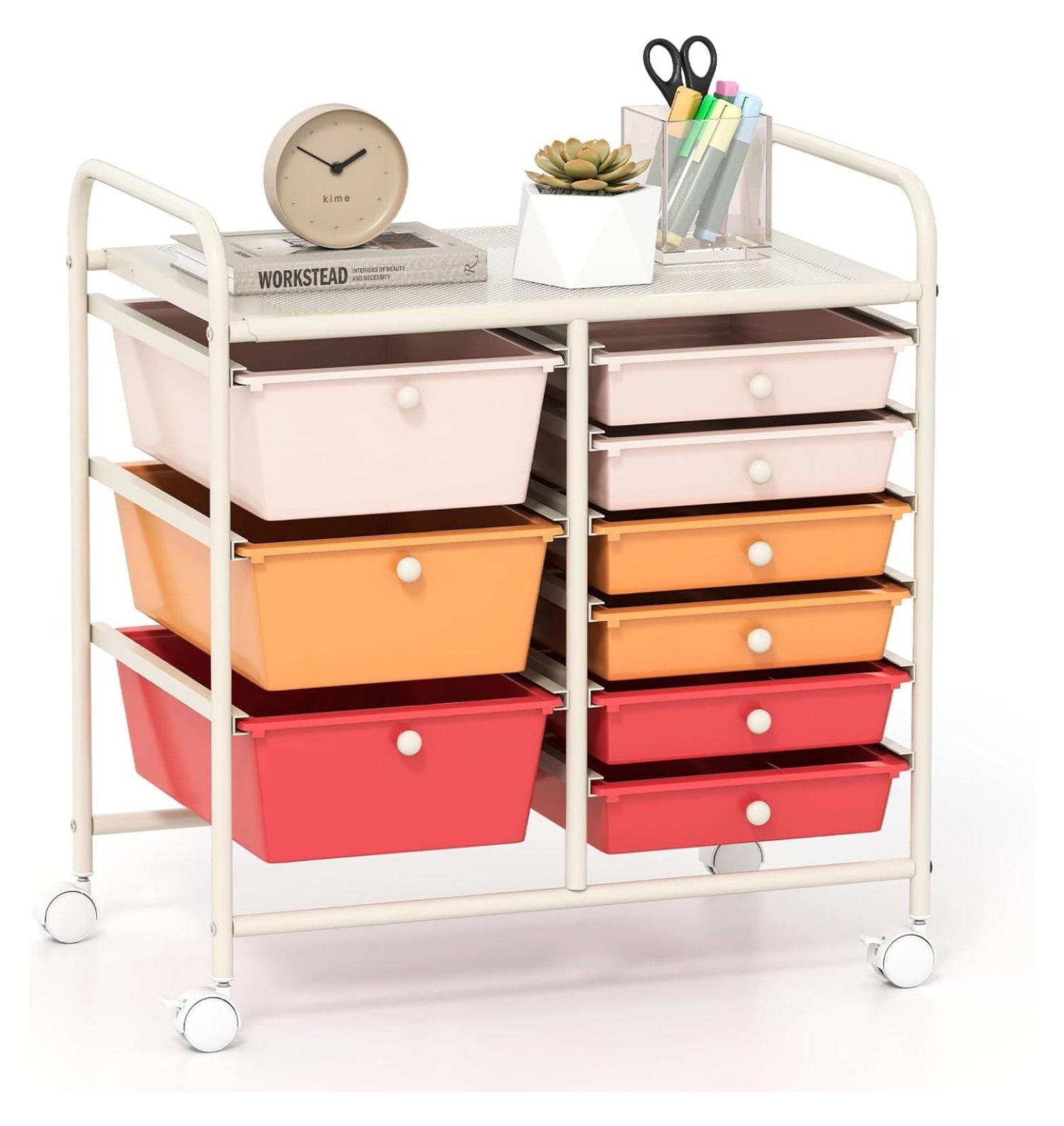 9-Drawer Rolling Storage Cart, Mobile Utility Cart with Removable ...