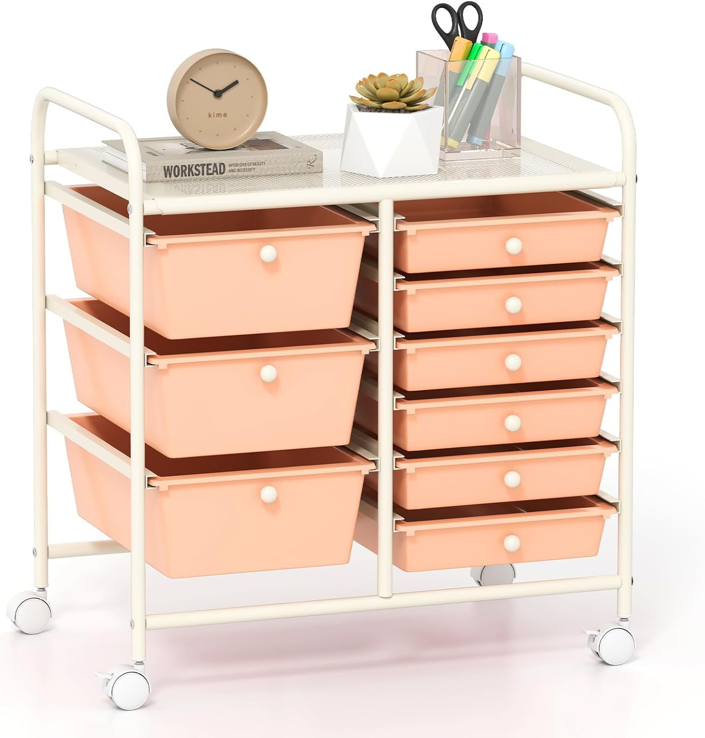 9-Drawer Rolling Storage Cart, Mobile Utility Cart with Removable ...