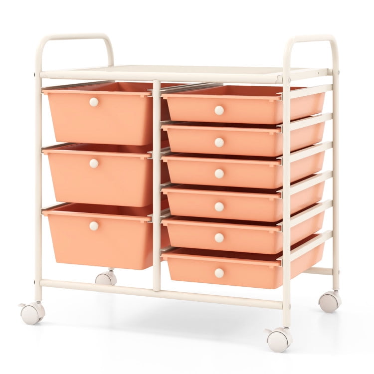 9-Drawer Rolling Storage Cart with Colorful Drawers and Metal Frame ...