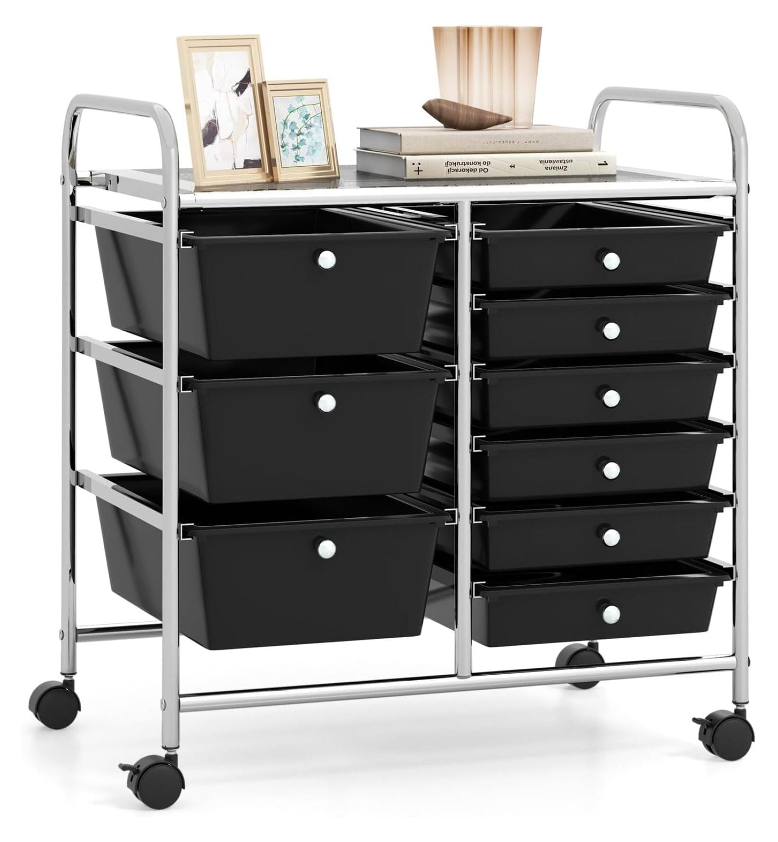 9-Drawer Rolling Storage Cart with Wheels, Mobile Organizer for Office ...
