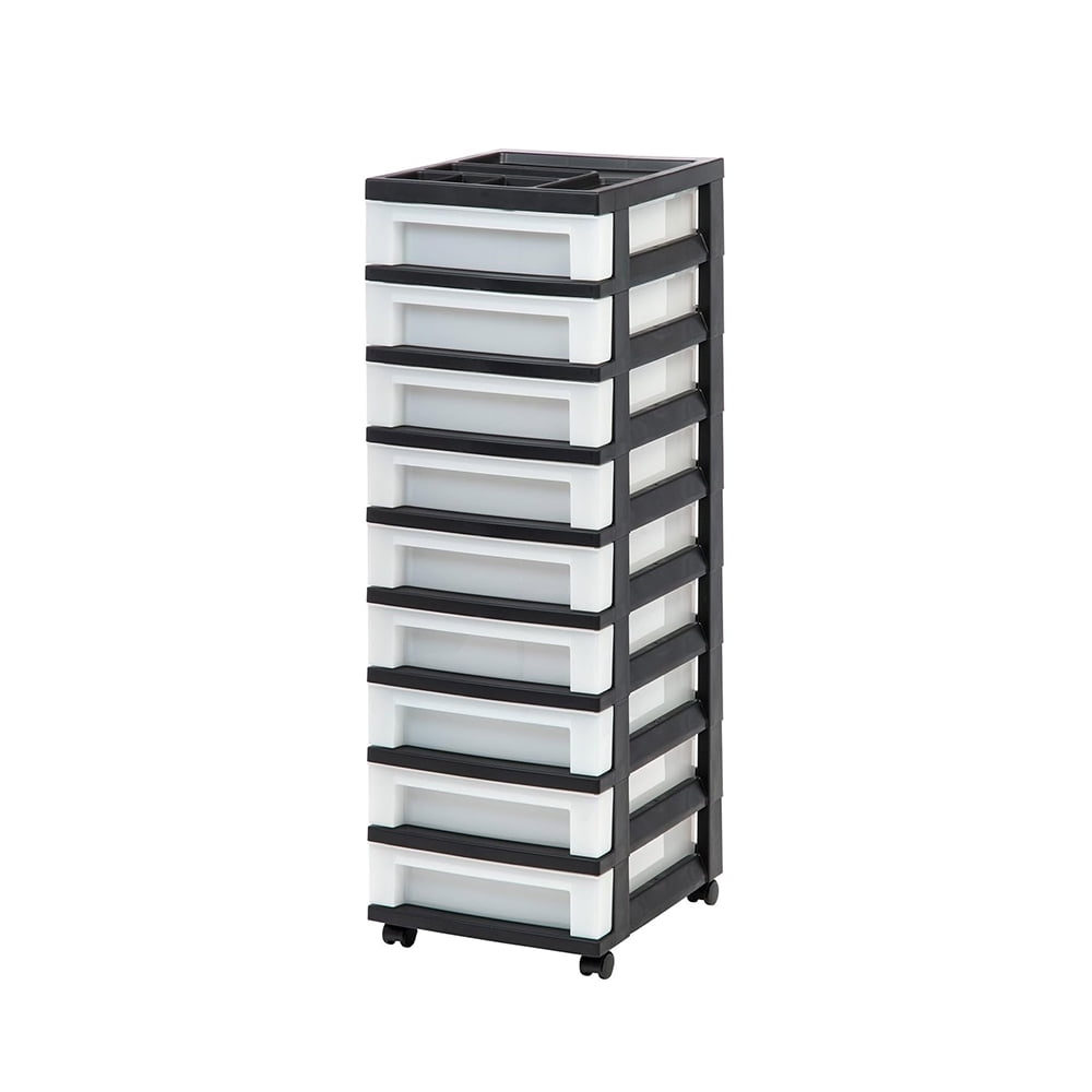 9-Drawer Storage Cart, Rolling Cart with Organizer Top and Smooth-glide ...