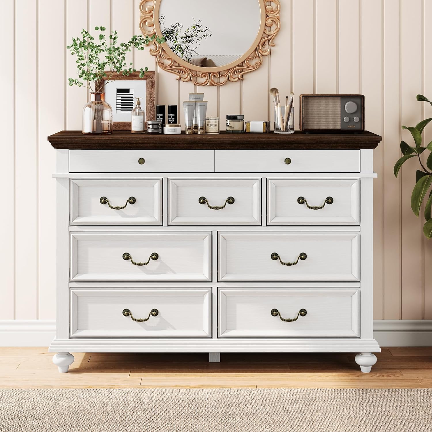 9 Drawers Dresser for Bedroom, Farmhouse Wood Chest of Drawers with ...