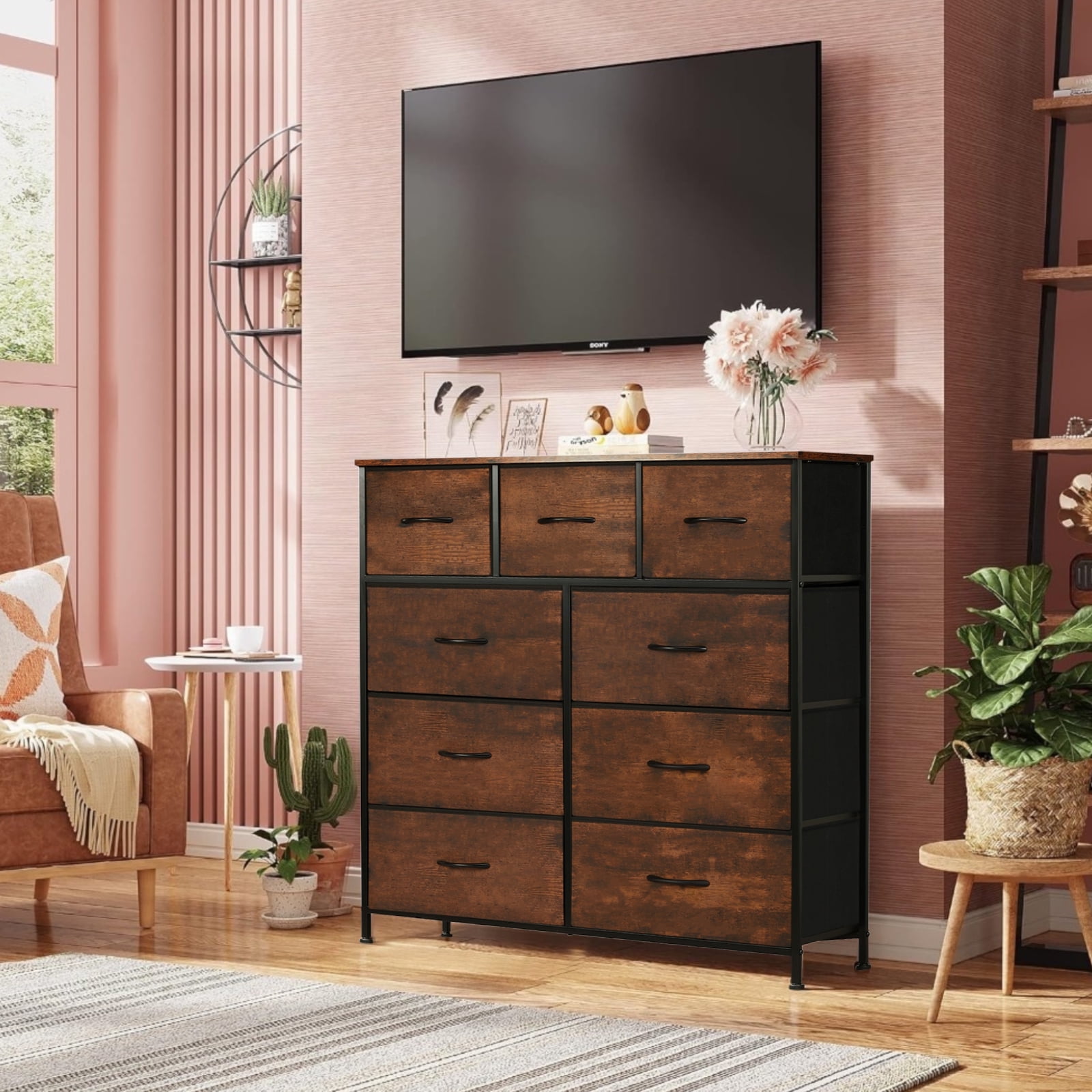 Dresser for Bedroom, 9 Drawers Dresser Chest Of Drawers, Storage ...