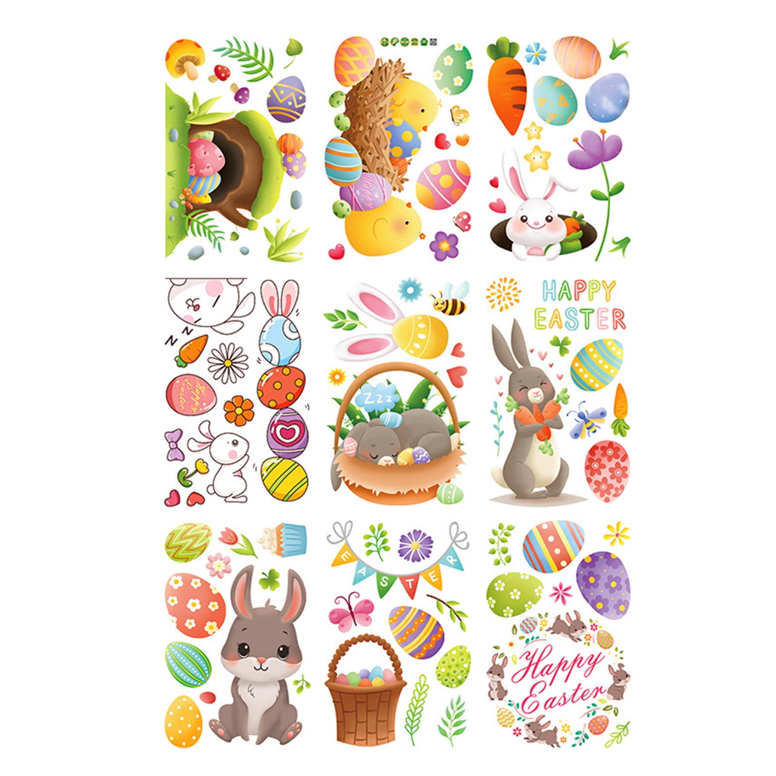 9 Easter Themed Pattern Stickers Easter Decorations Door and Window ...