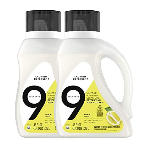 9 Elements Plant-Based Lemon Scented Laundry Detergent, 46 Ounce, 2 ...