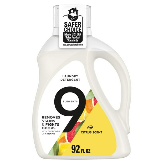 9 Elements Natural Laundry Detergent Liquid Vinegar Powered 92 Fl Oz ...